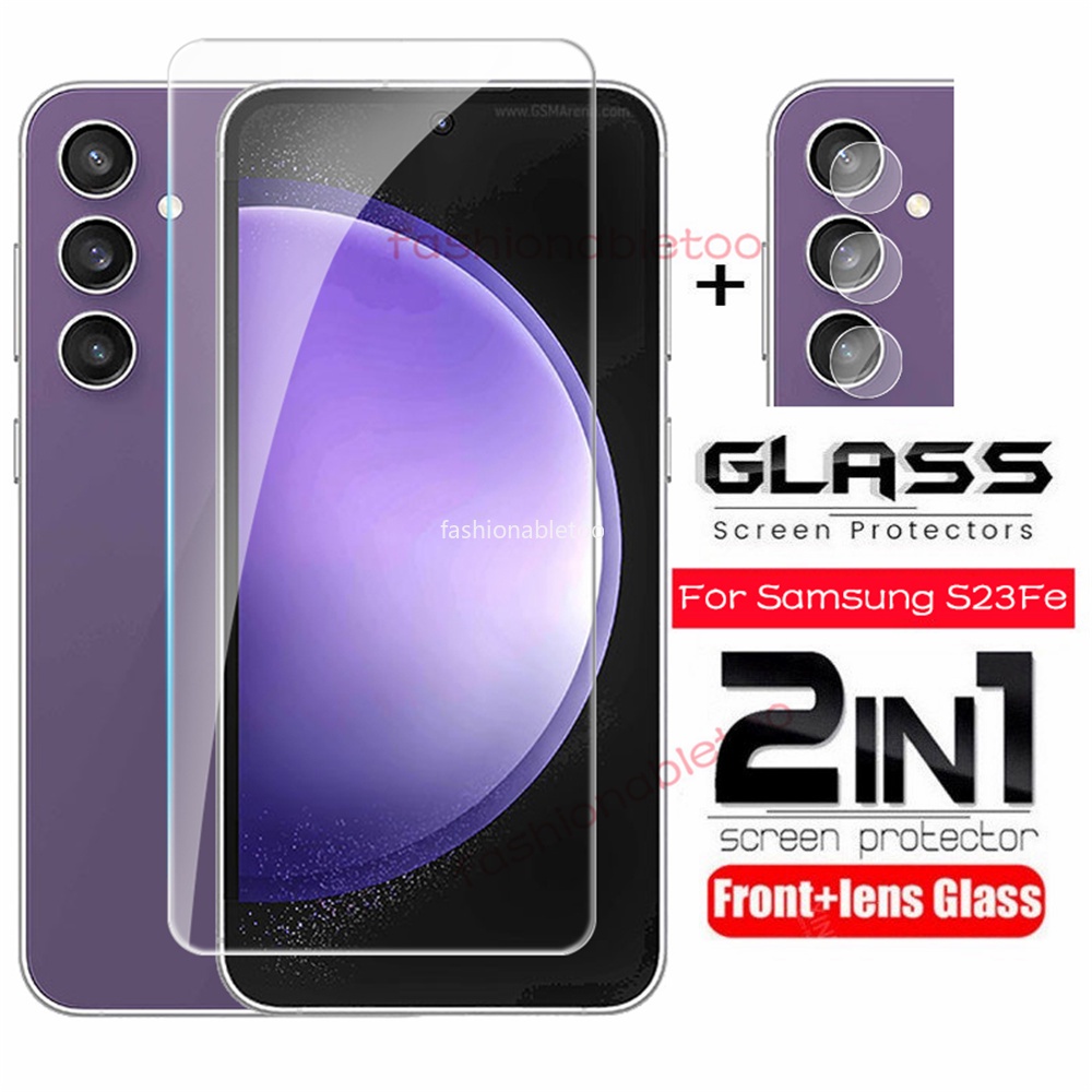 2 in 1 Screen Protector Tempered Glass Film For Samsung Galaxy S23 FE ...