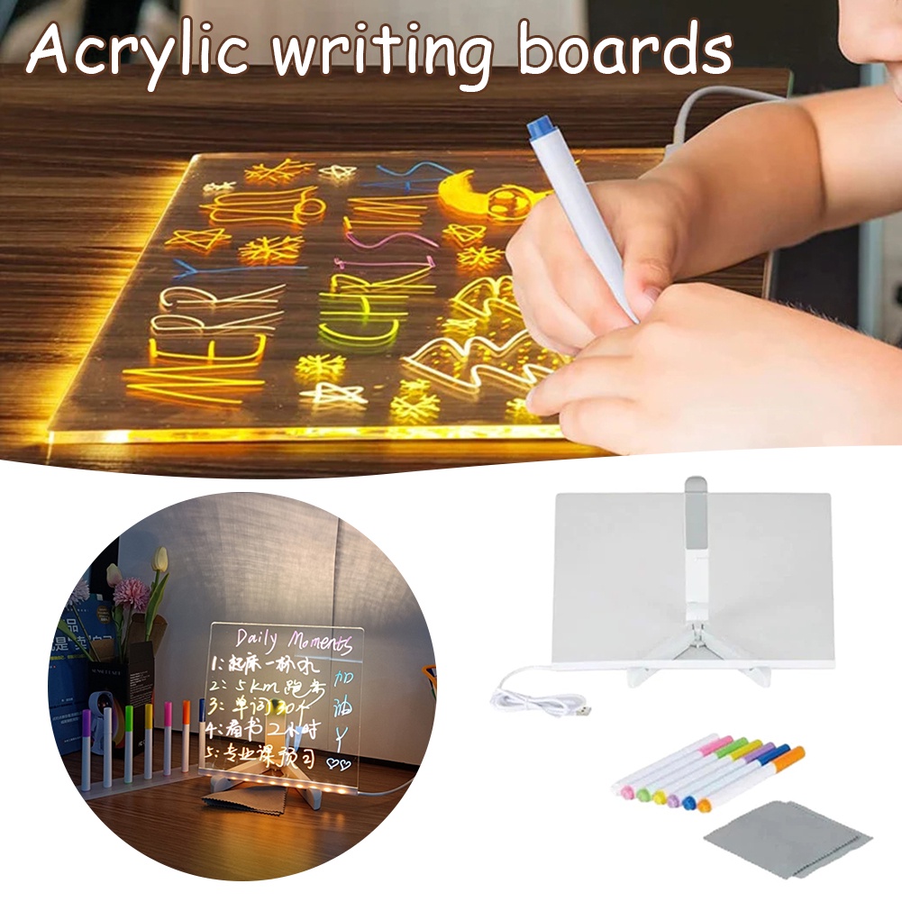 Acrylic notepad with 7 color pens portable DIY drawing tablet for kids ...