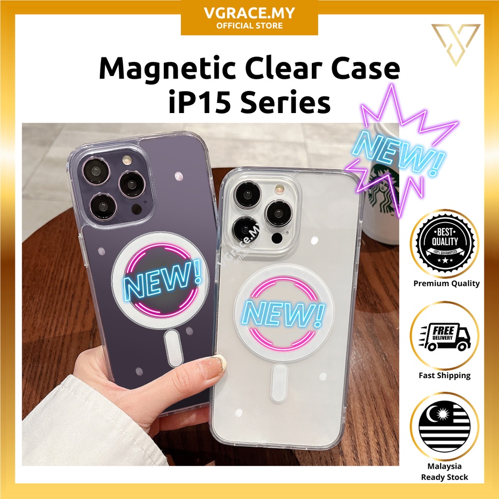 Premium Magnetic Clear Case for iP 15 Pro Plus Pro Max | Shopee Malaysia