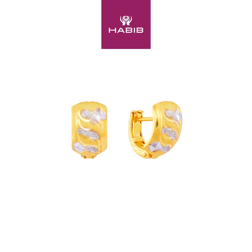 HABIB 916/22K Yellow and White Gold Earrings STE1030723 | Shopee Malaysia
