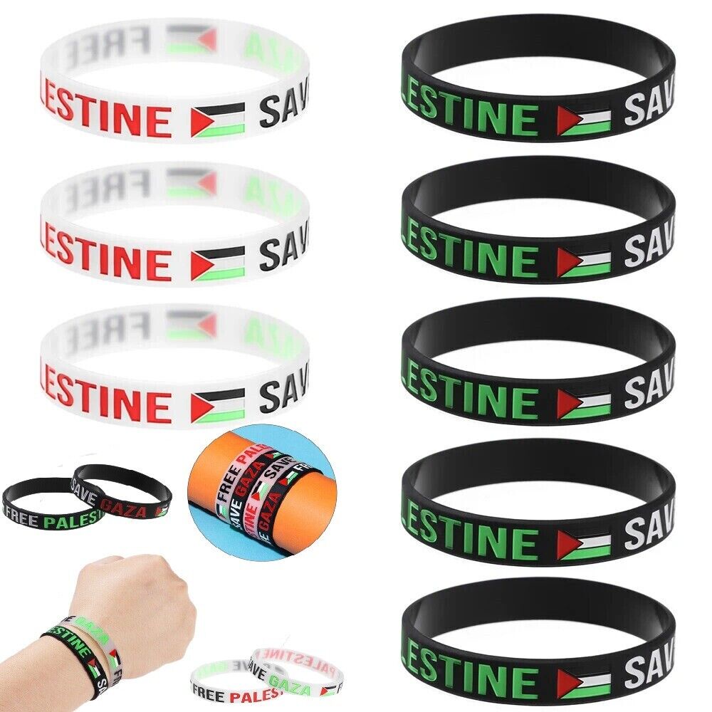 Gaza Free Palestinian Wristband Silicone Wrist Band Palestine Flag ...