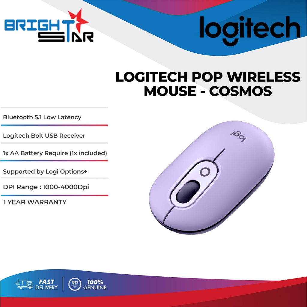 LOGITECH POP MOUSE Wireless Mouse with Customizable Emoji - Cosmos ...