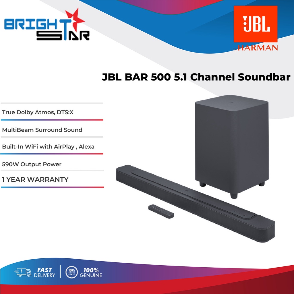 JBL BAR 500 - 5.1-channel soundbar with MultiBeam & Dolby Atmos | Shopee Malaysia