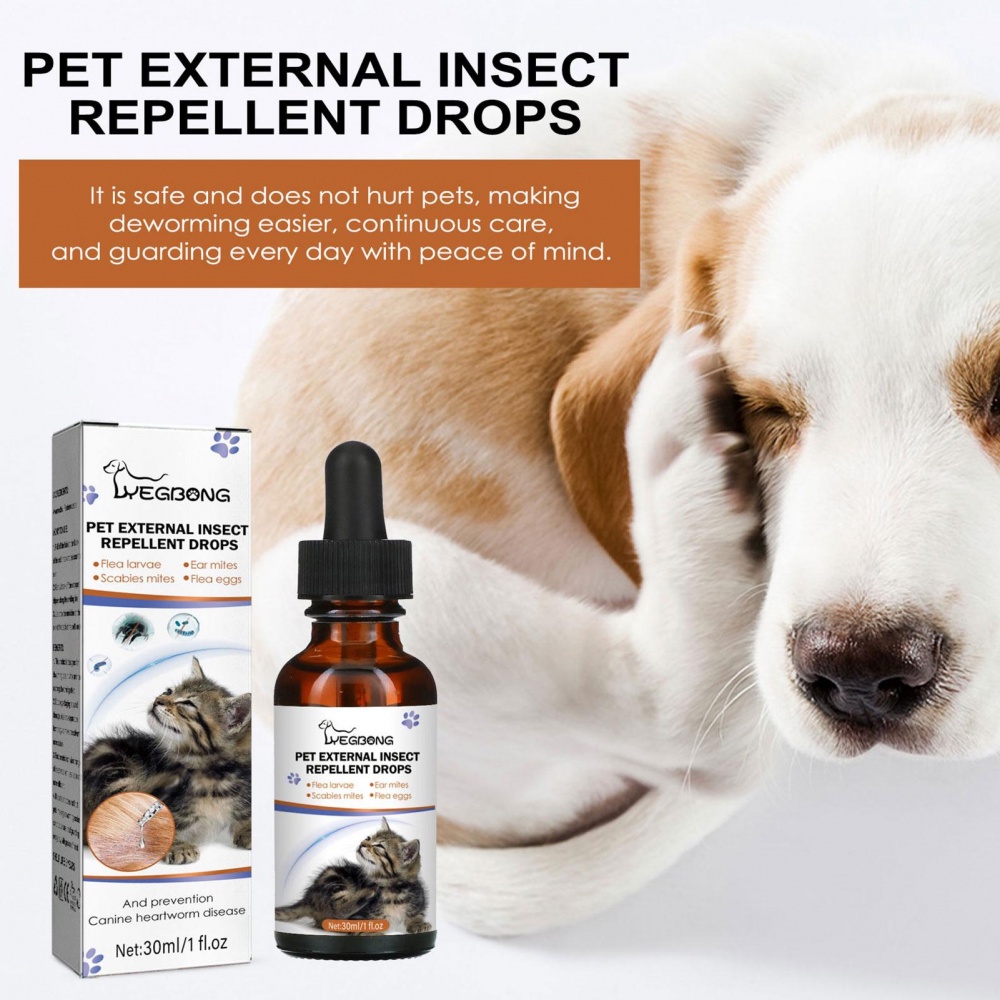 【YL】30ml Pets Dog Cat Anti-Flea Drops Insecticide Flea Lice Insect ...