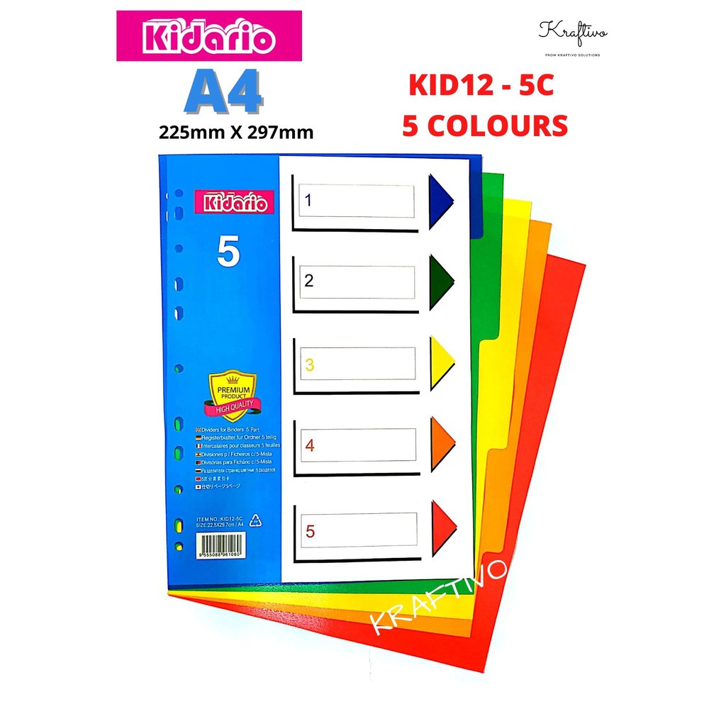 A4 KIDARIO 11 HOLES PP PLASTIC INDEX DIVIDER SUITABLE FOR RING FILE ...