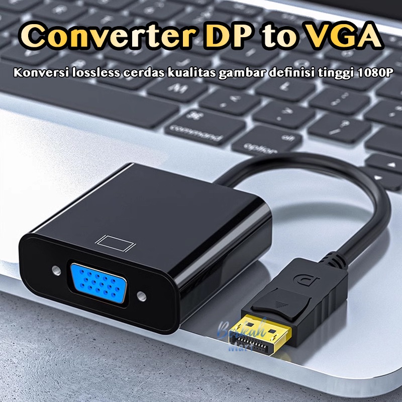 LAYAR Plug & Play DP To VGA Converter Audio Video Display Port To VGA ...