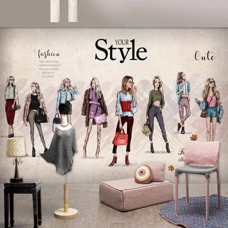 Custom Personalized Fashion Styling Clothing Store Decor Wall Paper ...