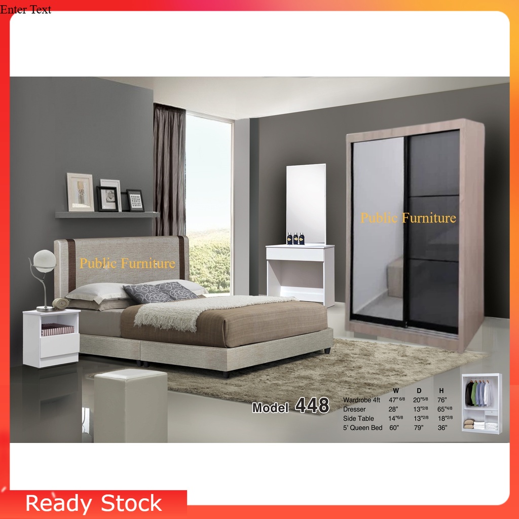 Harga Kilang Bedroom Set Bilik Tidur Queen Bed Wardrobe Mirror Sliding ...