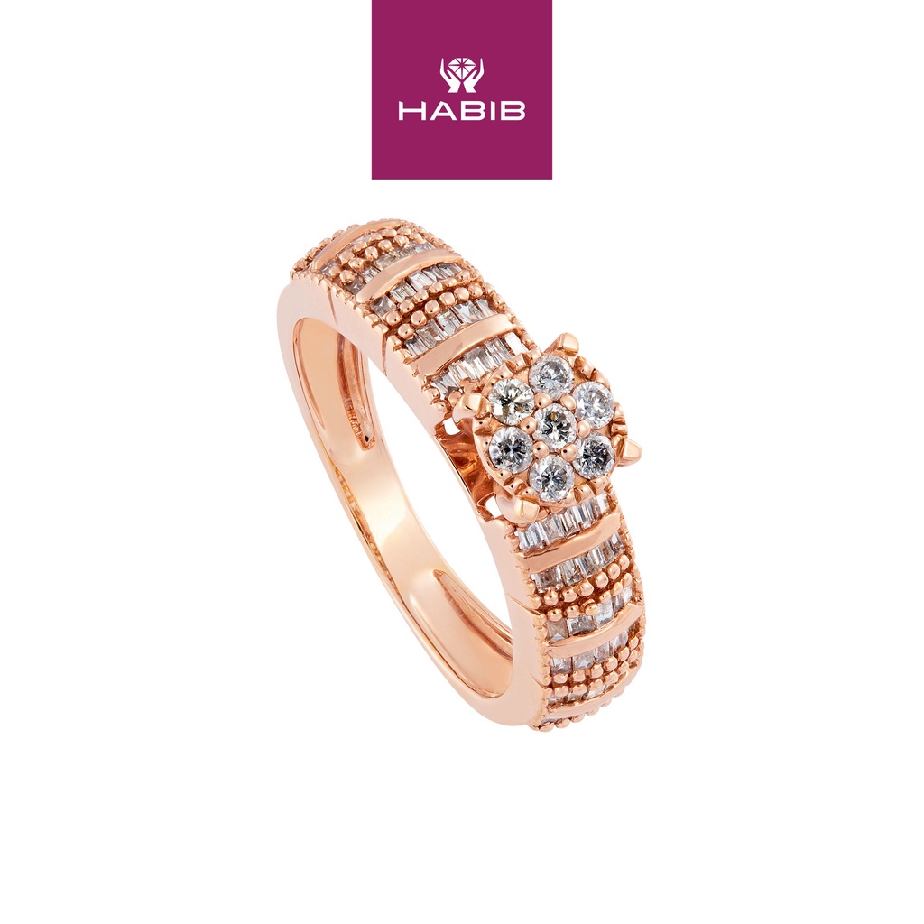 HABIB Baguette Cut and Round Diamond Ring in 375/9K Rose Gold 264770822 ...