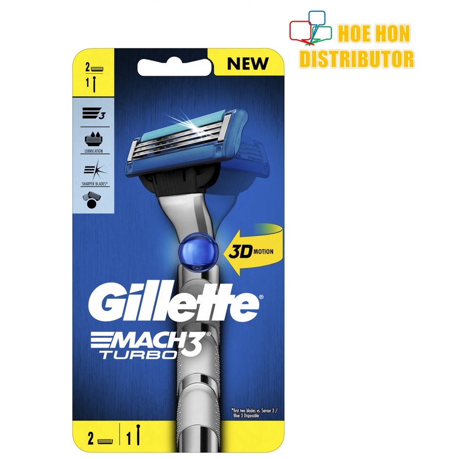 Gillette Mach3 Turbo Razor 3D 2UP (1 Handle + 2 Blade) | Shopee Malaysia