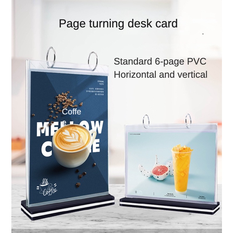A a4 Flip Table Card pvc Loose-leaf Menu Card Display Stand Desktop ...