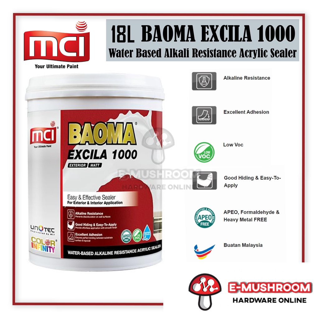 18L MCI Baoma Excila 1000 Water Based Alkaline Resistance Acrylic White ...