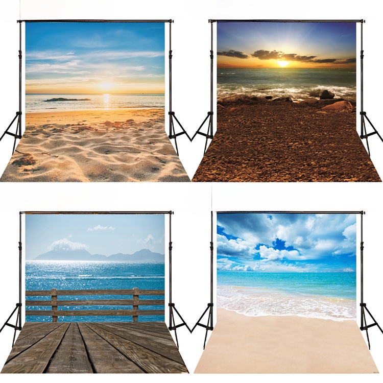 Sea Beach Sand Cloudy Blue Sky Scene Summer Beach Photography Backdrop ...