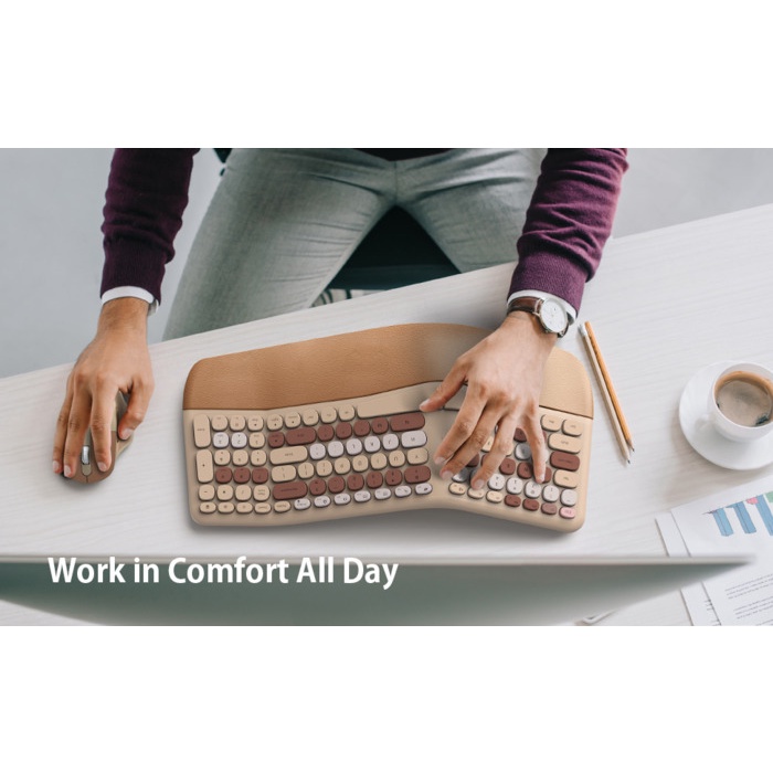 Ergonomic Keyboard and Mouse 2.4G USB Wireless Comfortable Natural ...