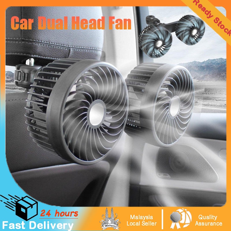 [24H] Car headrest Fan 5V/2A Dual Head Back Rear Seat Headrest USB Fan ...