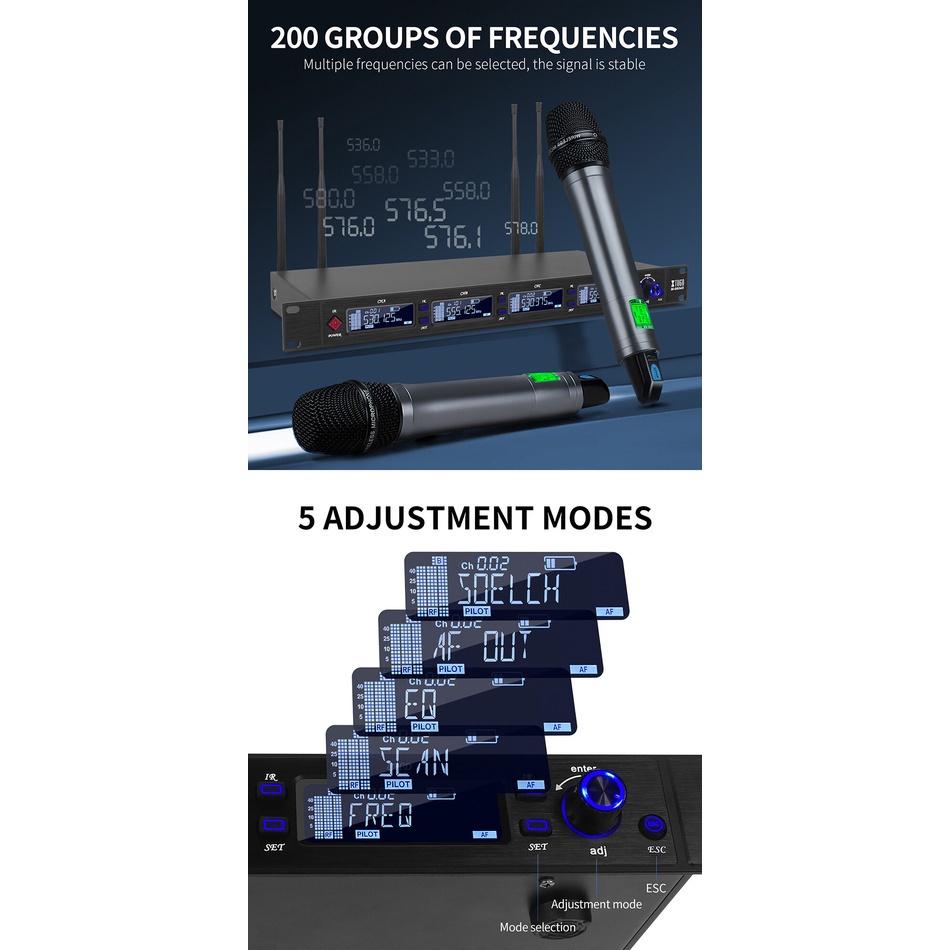 [UK PLUG] XTUGA wireless handheld microphone professional 4-channel UHF multi-group frequency ...