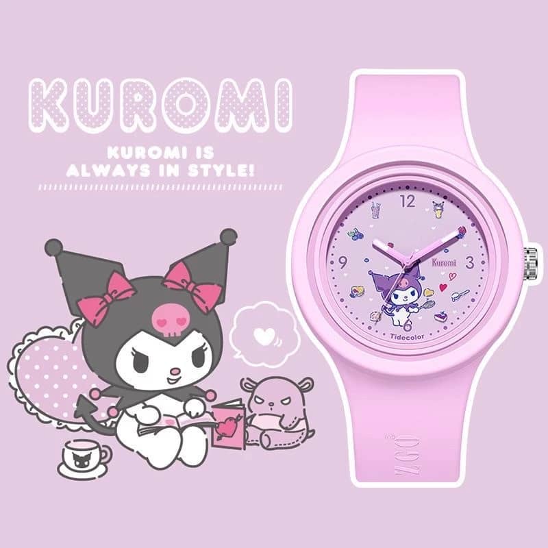 Sanrio Watch Kuromi Melody Hello Kitty Square Dial Silicone Soft Strap ...
