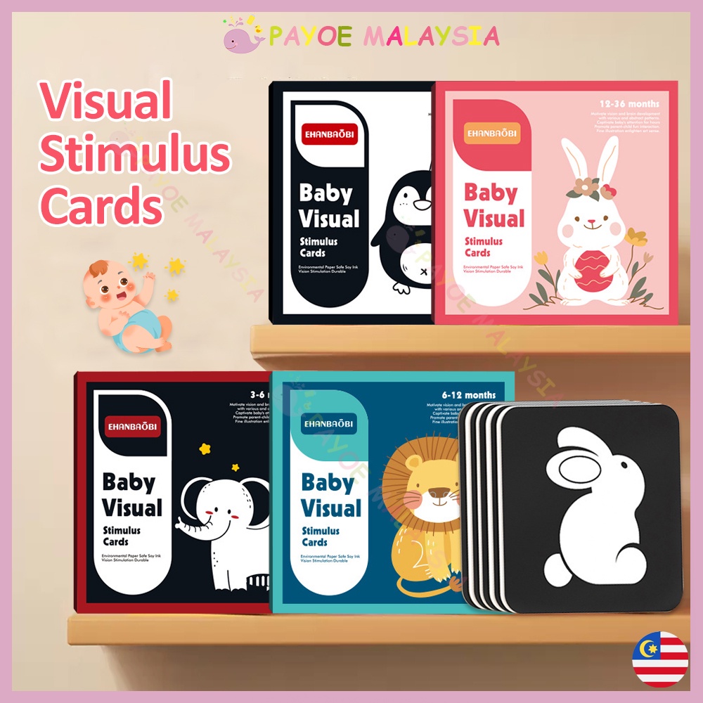 Payoe 16pcs Black and White Cards Sensory Flash Card 0-3 Years Baby ...