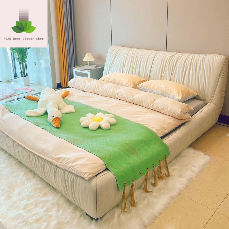 Italian Tatami Fabric Bed Modern Minimalist Master Bedroom Double Bed King Bed Wabi Sabi