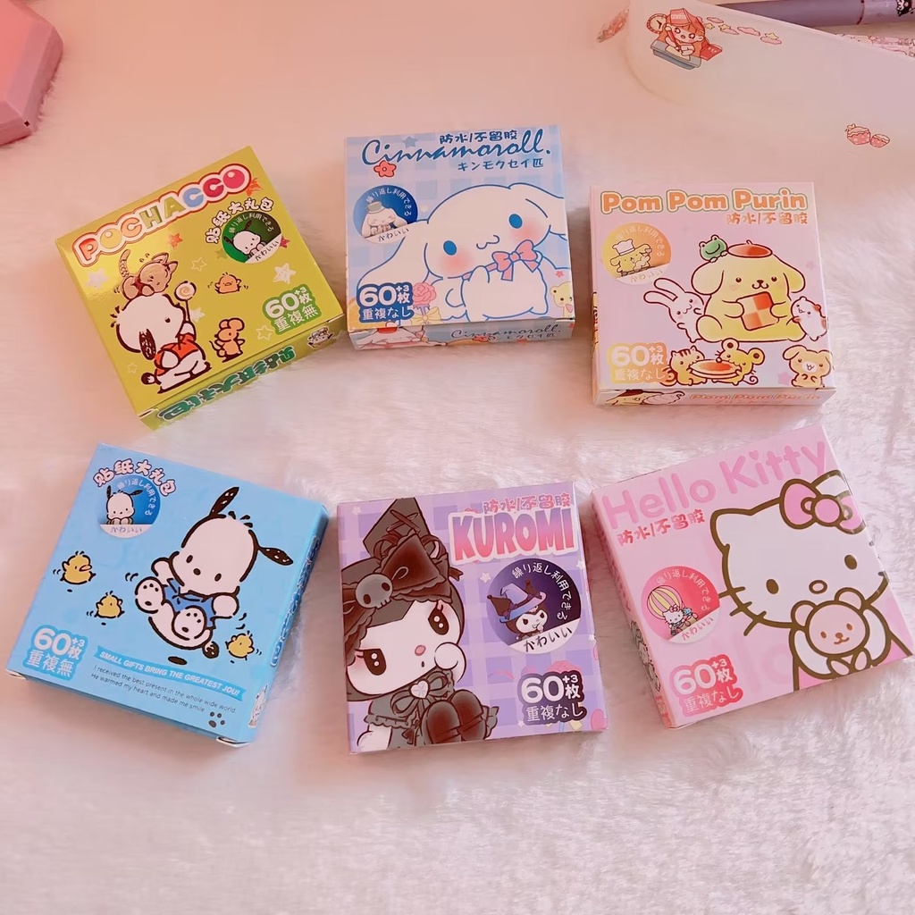 60pcs Cute Hello Kitty Sticker Set Anime Pompompurin Sanrio Handbook ...