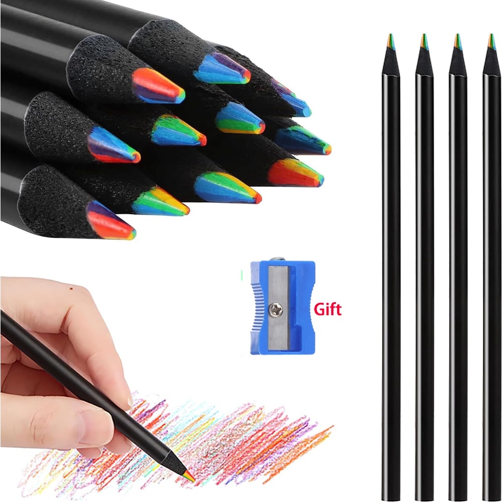 7 in 1 Colour Pencils, 12pcs/Set Rainbow Coloured Pencils for Kids ...