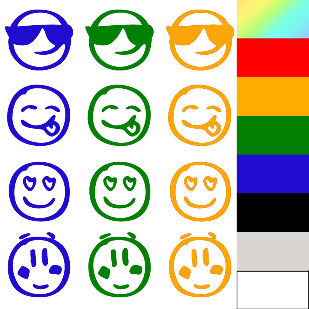 Small Emoji Cartoon Silhouette Reflective Colorful Stickers Eight ...