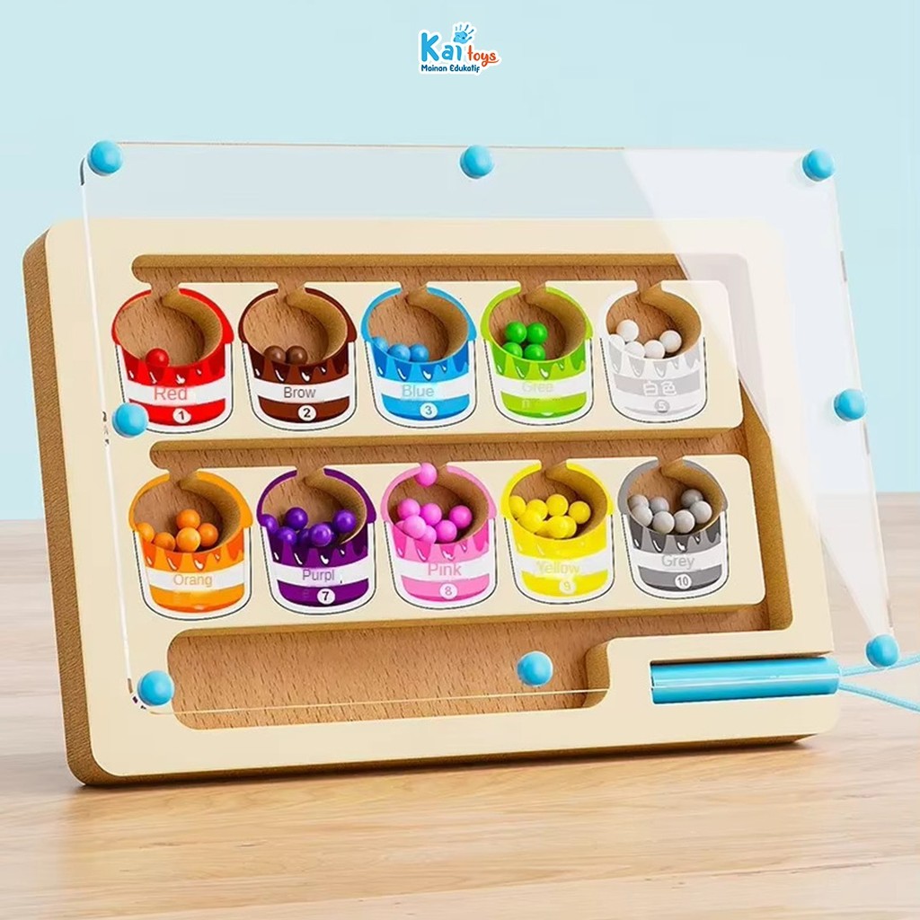 KAYU Wooden Magnetic Color Sorting Toy / Color Classification Maze ...