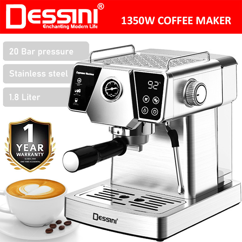 DESSINI ITALY 20 Bar 1.8L Espresso Coffee Maker Brew Froth Cappuccino ...