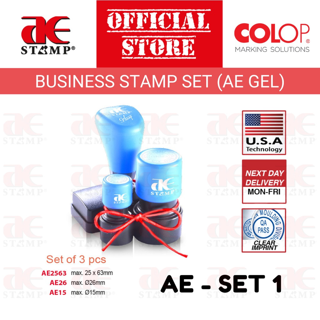 Custom Made Company Stamp Set | AE Gel Stamp Pre-inked Rubber Stamp ...