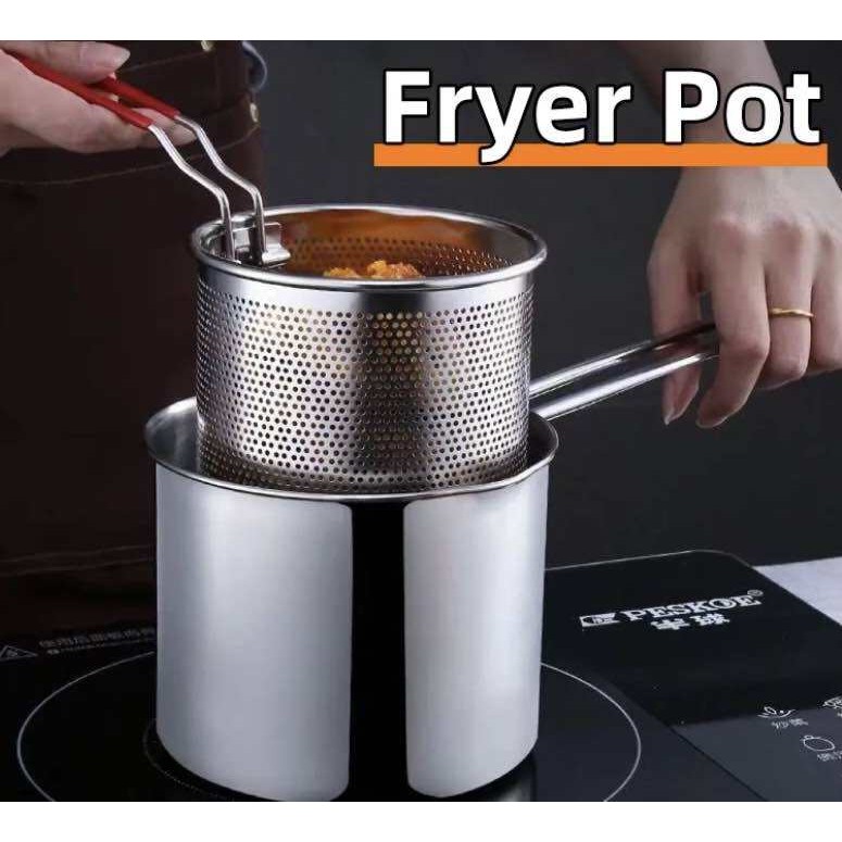 Oil Fryer Pot Induction Cooker Fryer Pot French Fries Strainer Deep ...