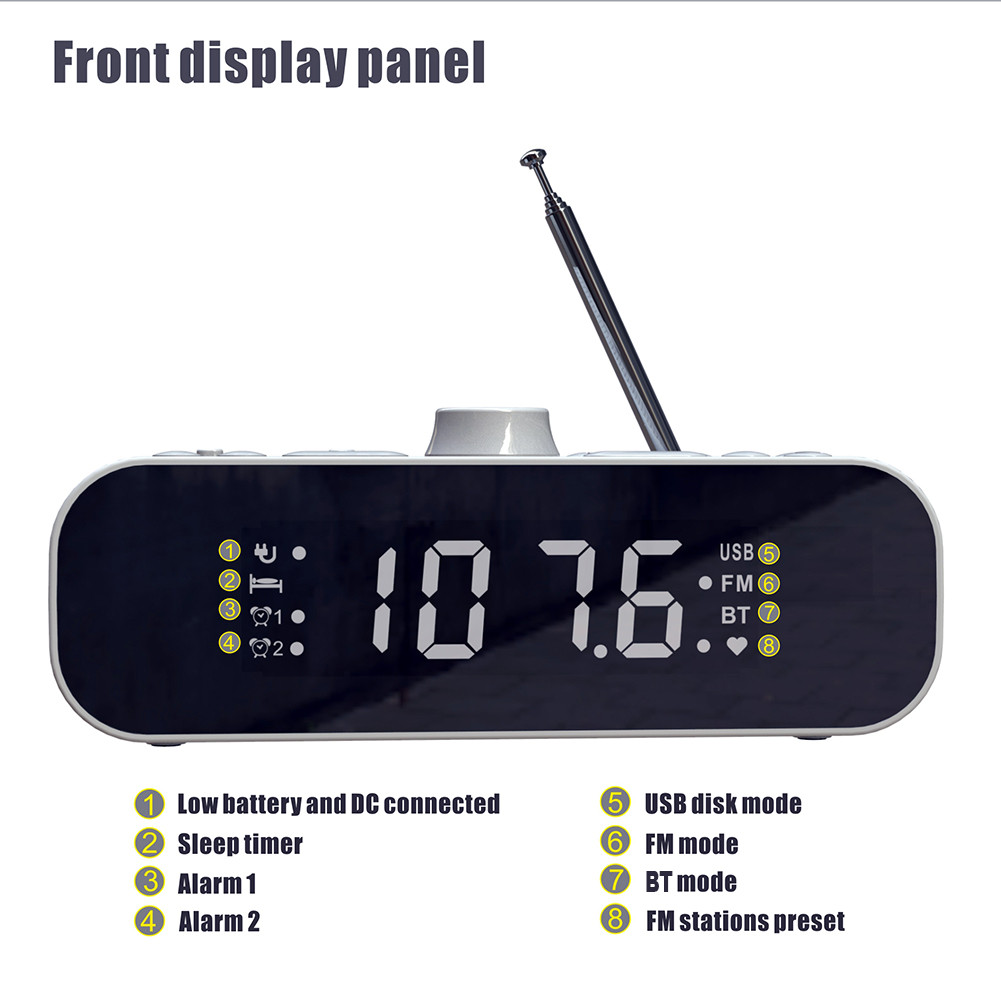 Digital Alarm Clock Radio BT FM Radio with Auto-Off Timer Digital Radio ...