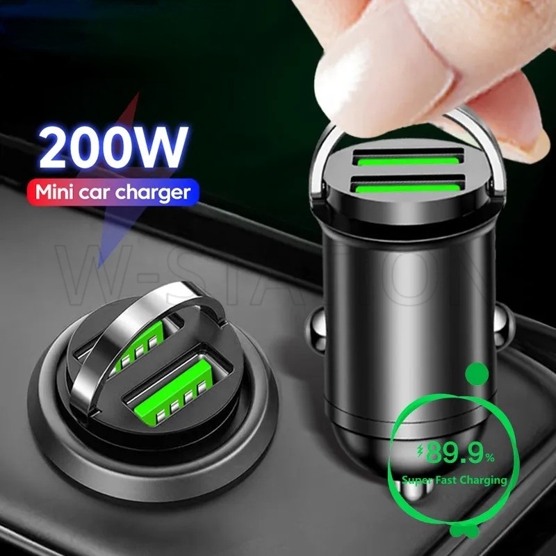 Multi-purpose Dual USB 200W Super Fast Charging Car Charger / Mini Pull ...