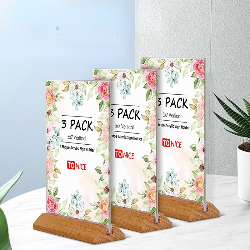 (3 Pack)A5 Acrylic T-Type Table Signboard Double-sided Tab Le Sign ...