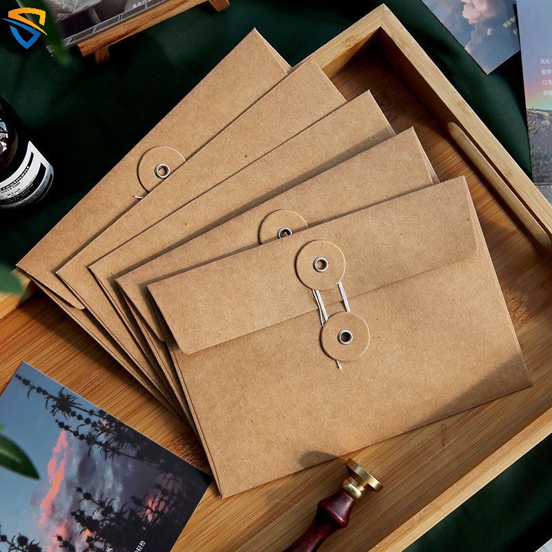 INS Korean Kraft Paper Brown Envelope With Button String Tie Closure ...