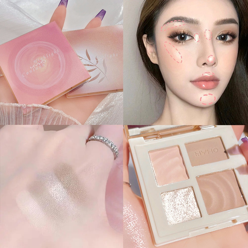 4 Color Highlight powder Face Shading Grooming Powder Makeup 3D Face ...
