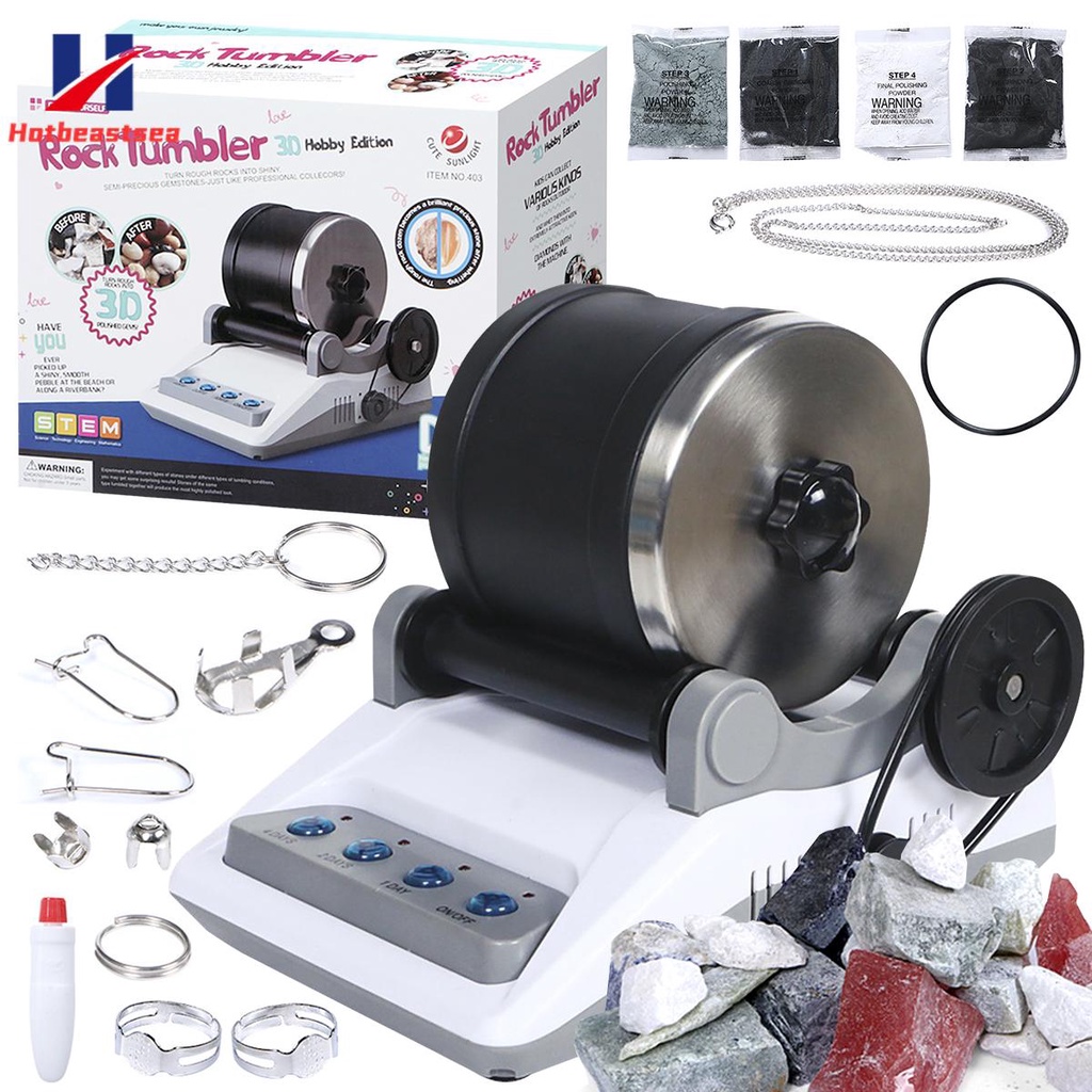 Rock Tumbler Kit Leak-Proof Rock Polisher Rock Polishing Machine Turns ...
