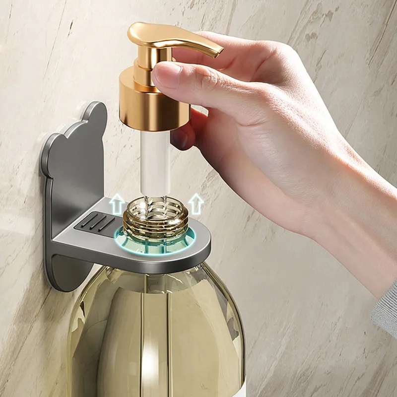Wall Mounted Adjustable Shampoo Bottle Holder Free Punching Universal ...
