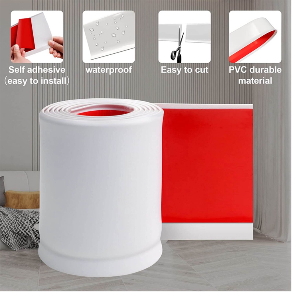 6 Meter x 10cm PVC Skirting Line Border Self-adhesive Vinyl Wall Base I ...