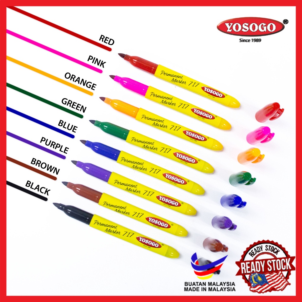 [Super SaverS] YOSOGO 717/719 Penanda Kekal / Permanent Marker Pen Fine ...