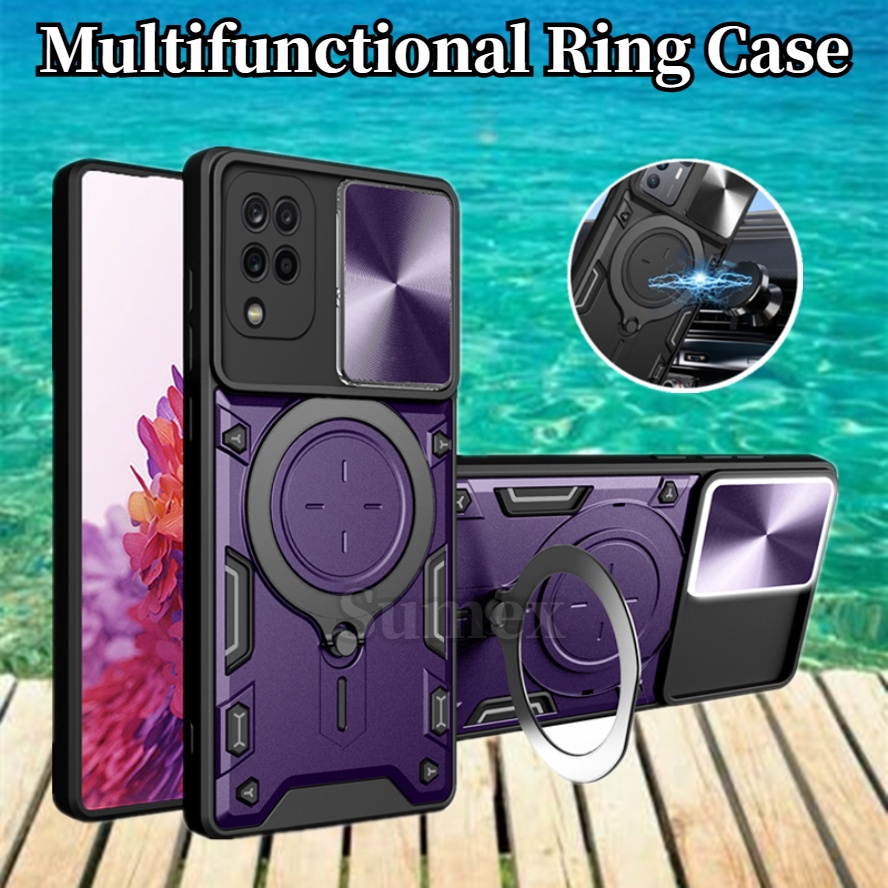 For Samsung Galaxy A12 M12 Phone Case Armor Ring Bracket Stand Casing ...