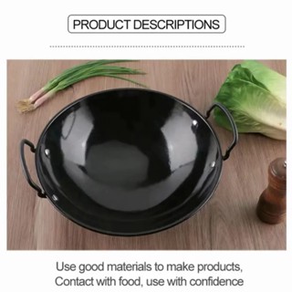 Iron Wok | Black Enamel Wok | Double Handle Enamel Wok | Stir-Fry Wok ...