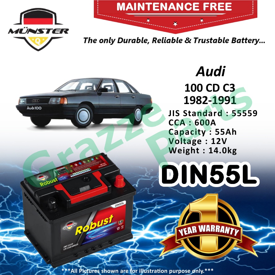Münster Robust MF CMF DIN55 | DIN55L | 55559 (55AH) Car Battery Bateri ...