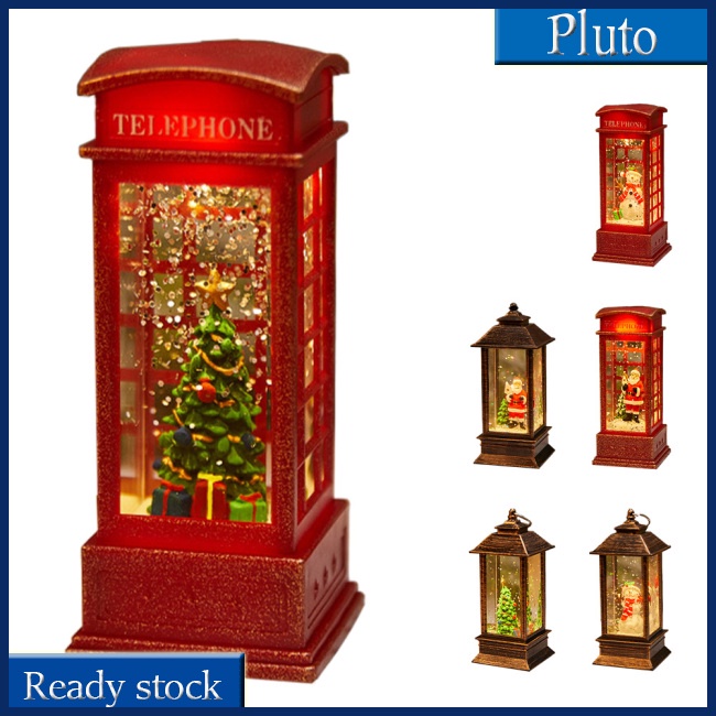 NEW Christmas Santa Wind Lanterns Battery Powered Glowing Phone Booth ...