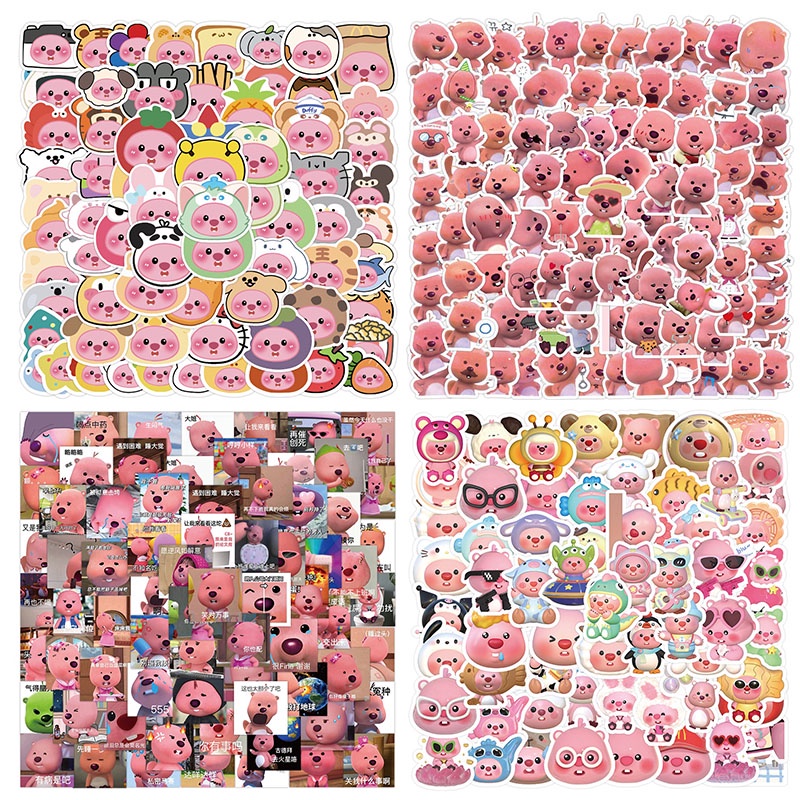 100 Sheets Cartoon Cute Beaver loopy Stickers for Decoration Mobile ...