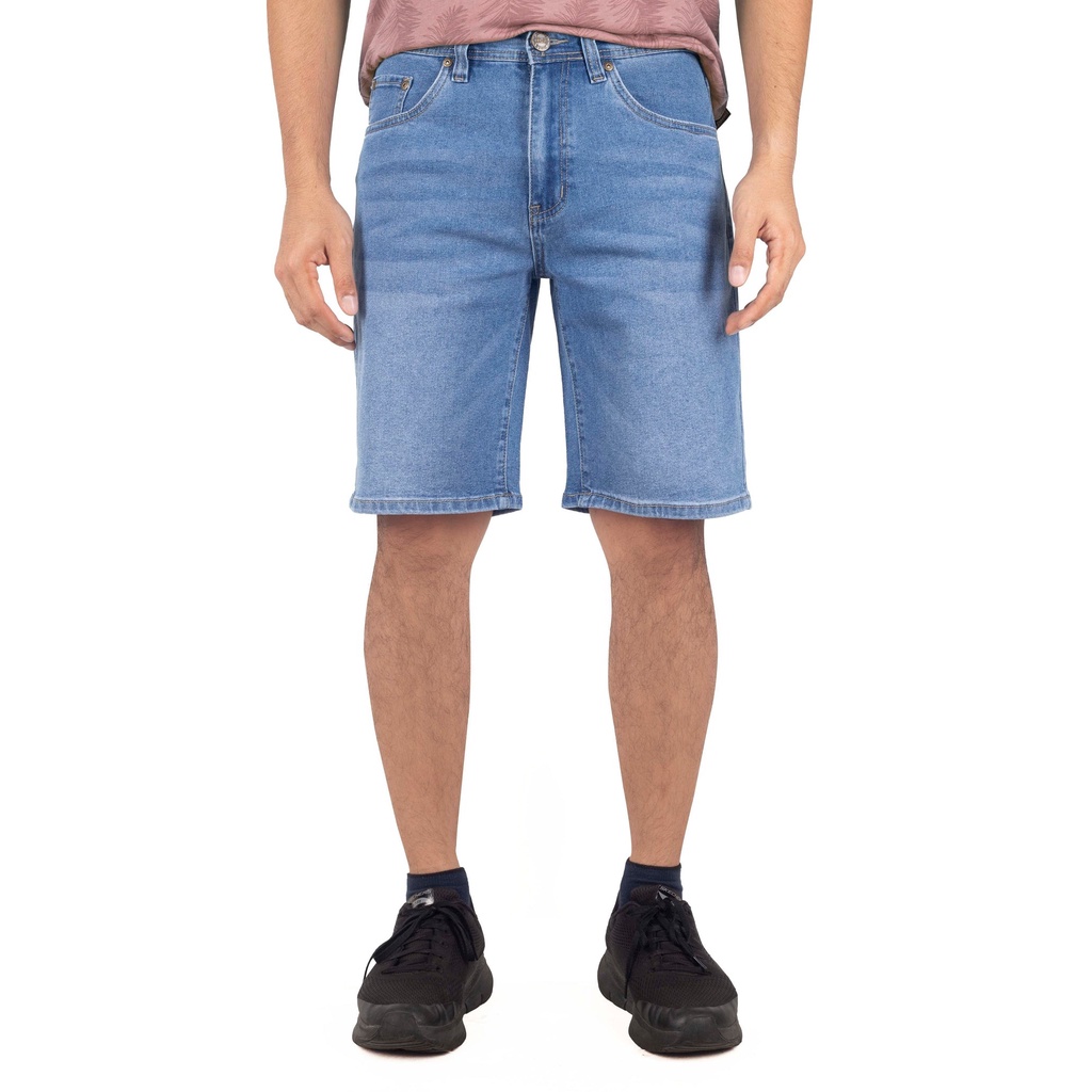 EXHAUST Stretchable Jeans Short Pants [Straight Cut]-Blue/M. BLue 1365 ...