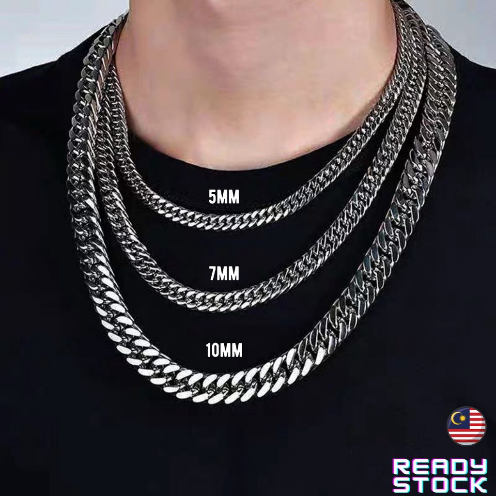 BIBIB Mens Necklace For Men Stainless Steel Kalung Rantai Leher Lelaki ...