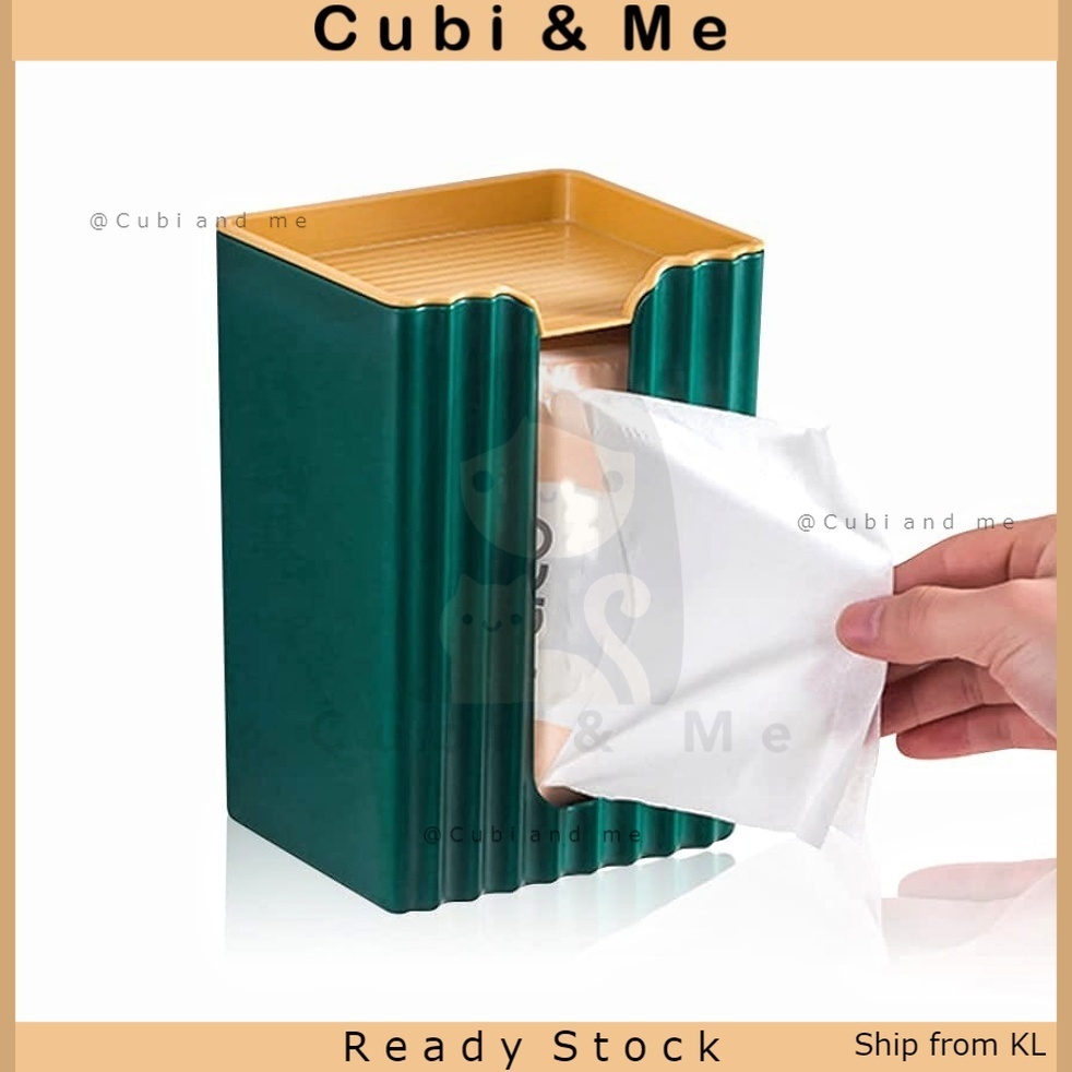C&M Tissue Box with Shelf Self Adhesive Bathroom Plastic Wall Mounted ...