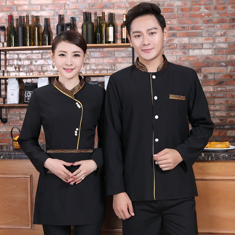 Hotel Work Clothing Spring and Autumn Long Sleeve Black Waiter ...