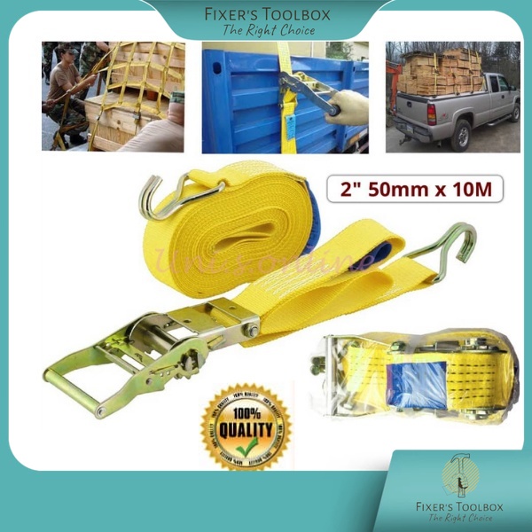 2.0" x 10M X 5 TONS HEAVY DUTY LORRY RATCHET STRAP TIE-DOWN WITH METAL ...