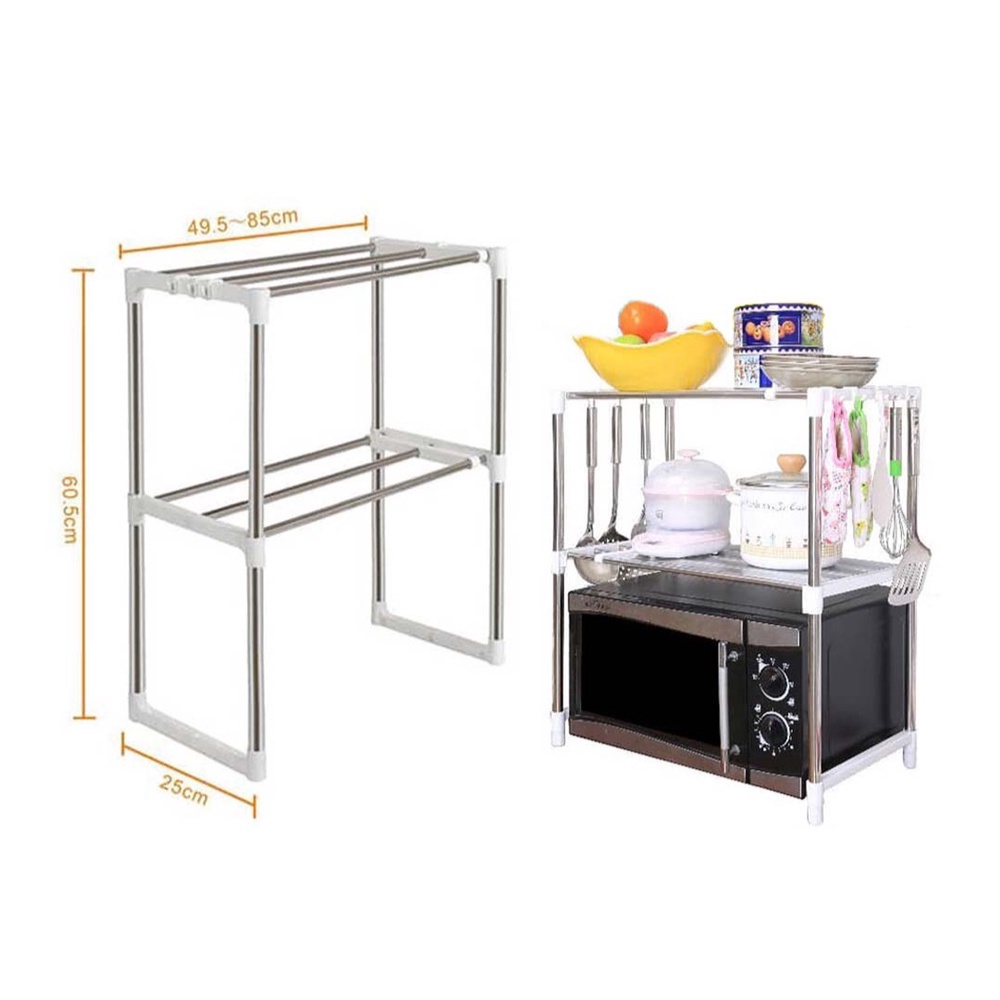 2 Tier Stainless Steel Microwave Oven Storage Multipurpose Rack Tingkat ...